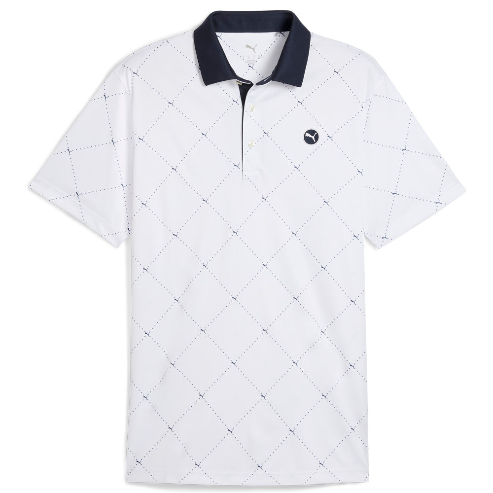Puma Pure 2.0 Argyle Polo Shirt - White Glow/Deep Navy