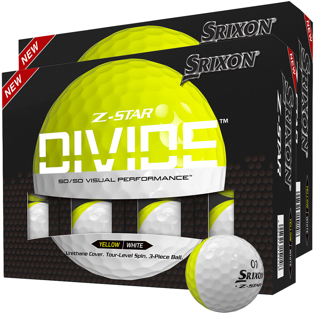 Srixon Z-Star Divide Golf Balls - White/Yellow - Double Dozen