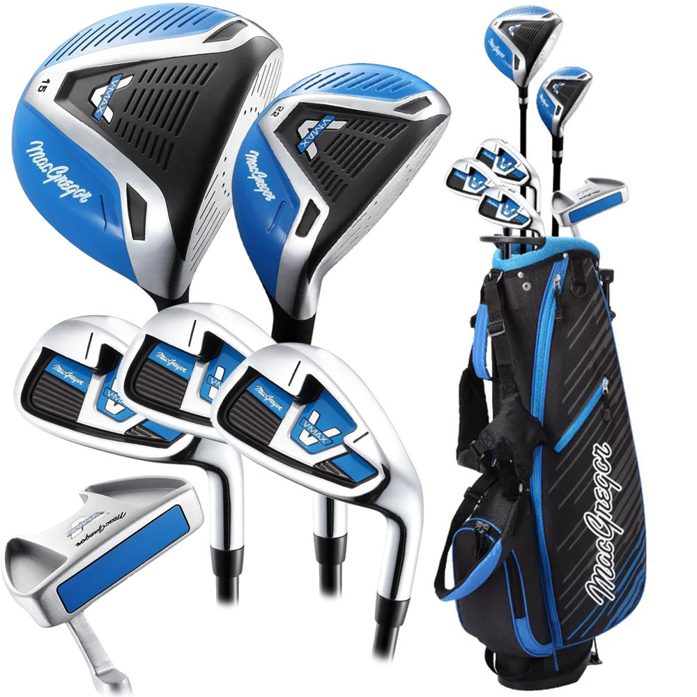 MacGregor V-MAX Junior 7-Piece Stand Bag Package Set - Blue (Ages 9-12