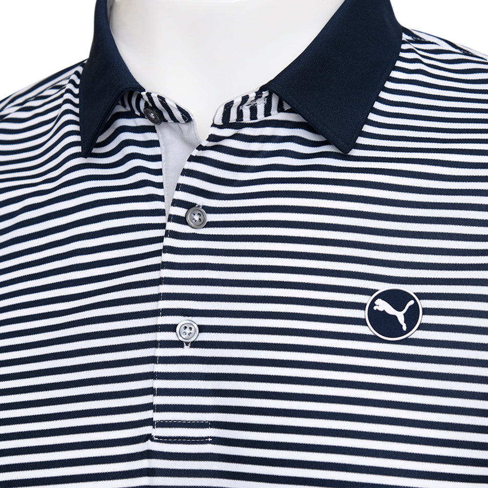 Puma Pure Stripe Polo Shirt Deep Navy White Glow