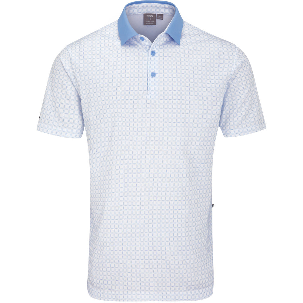 Ping Jared Polo Shirt - White/Cornflower Blue