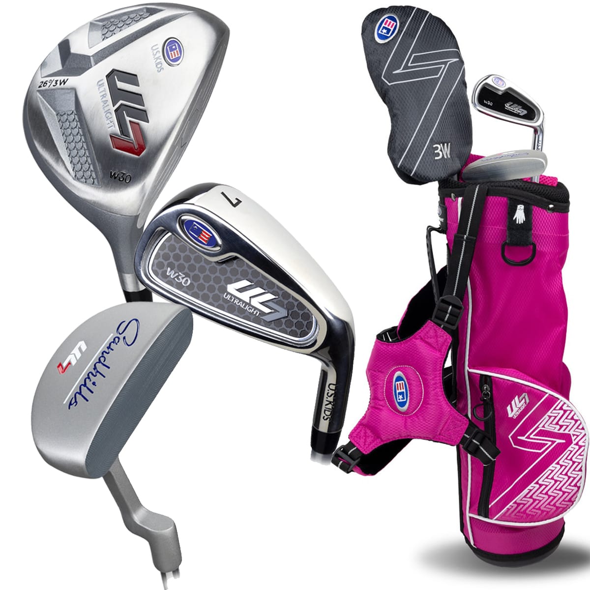 U.S Kids Golf Junior Ultralight 7 39 3 Club Package Set Pink - (39-42"