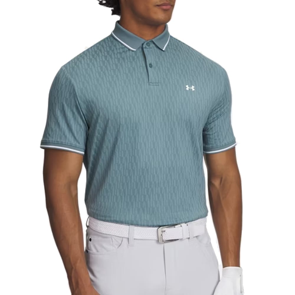 Under Armour Playoff Sport Jacquard Polo Shirt - Jasper Blue/White/Whi