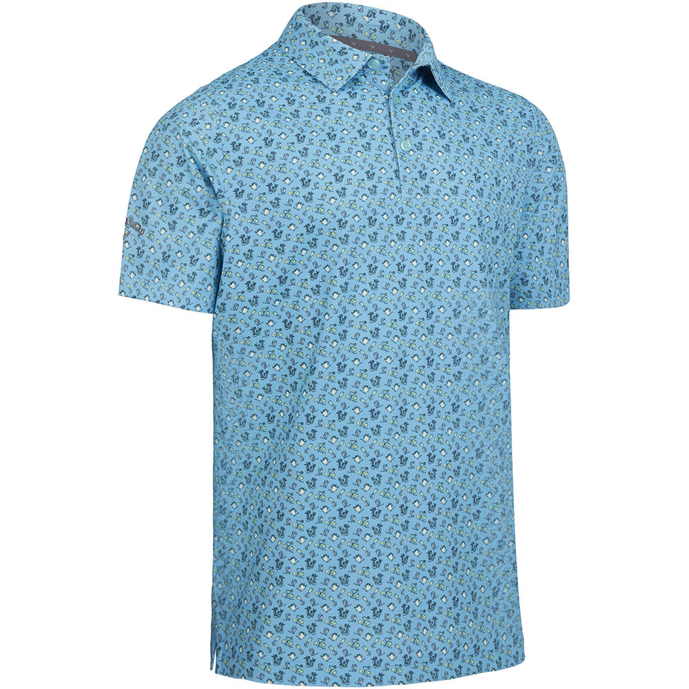 Callaway All Over Drinks Novelty Polo Shirt - Blue Grotto