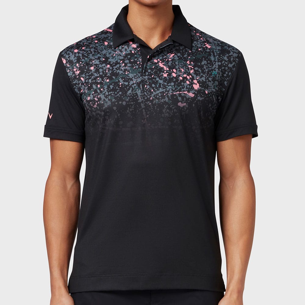 Callaway Splatter Paint Ombre Polo Shirt - Caviar