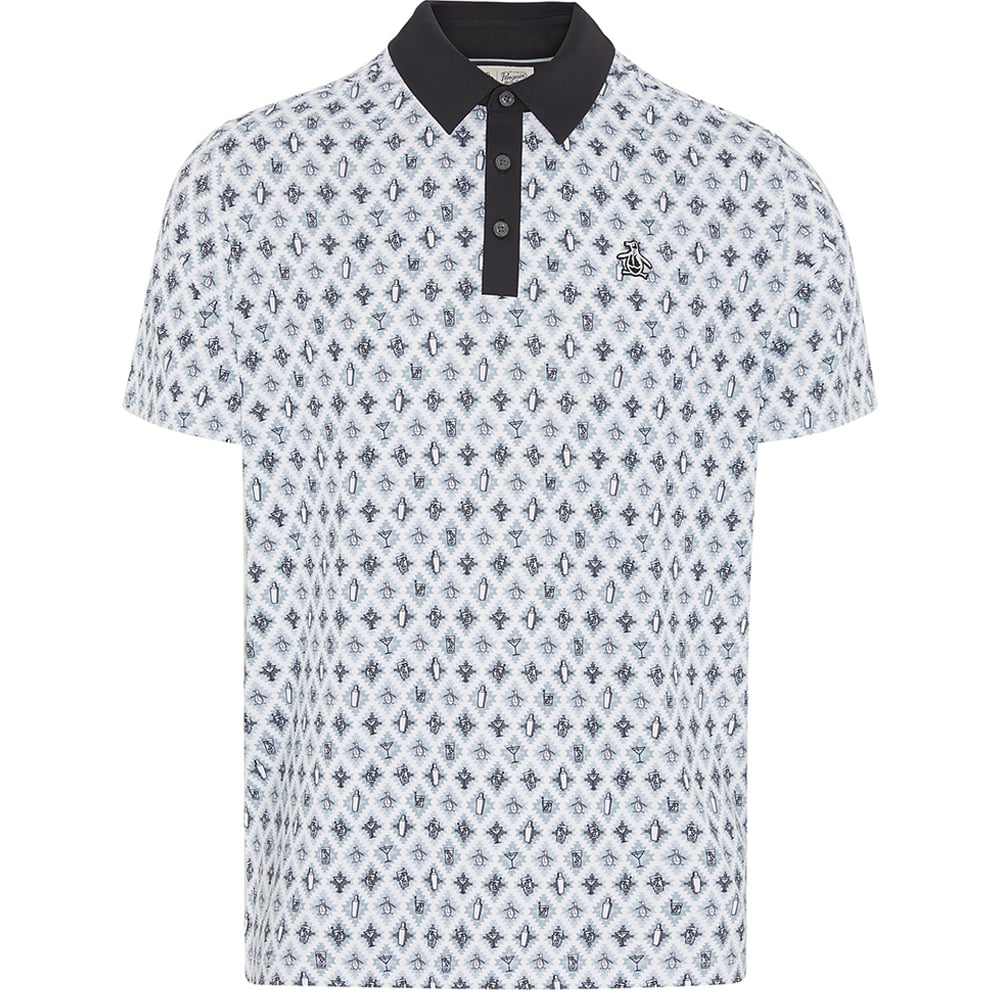 Original Penguin All-Over Atomic Cocktail Print Polo Shirt - Caviar