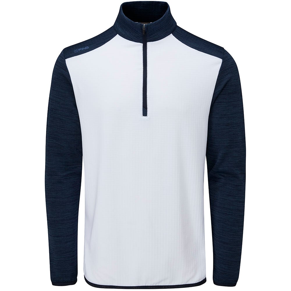 Ping Edison 1/2 Zip Mid-Layer Fleece - White/Oxford Blue Marl