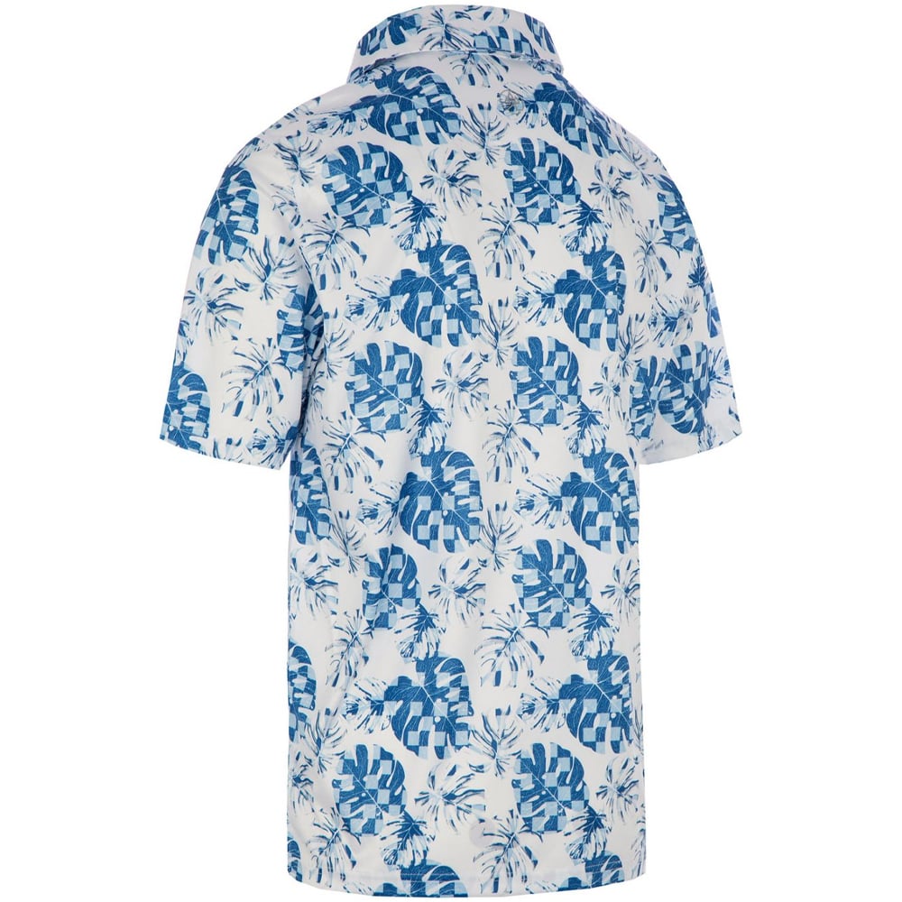 ProQuip Sub7 Leaf Print Polo Shirt - White/Royal/Fog