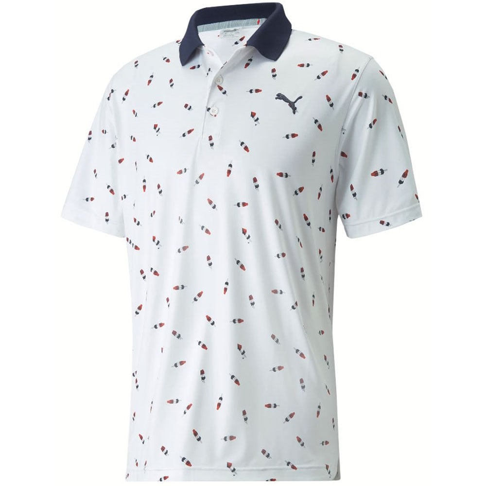 Puma Cloudspun Popsi-Cool Polo Shirt - Bright White/Ski Patrol