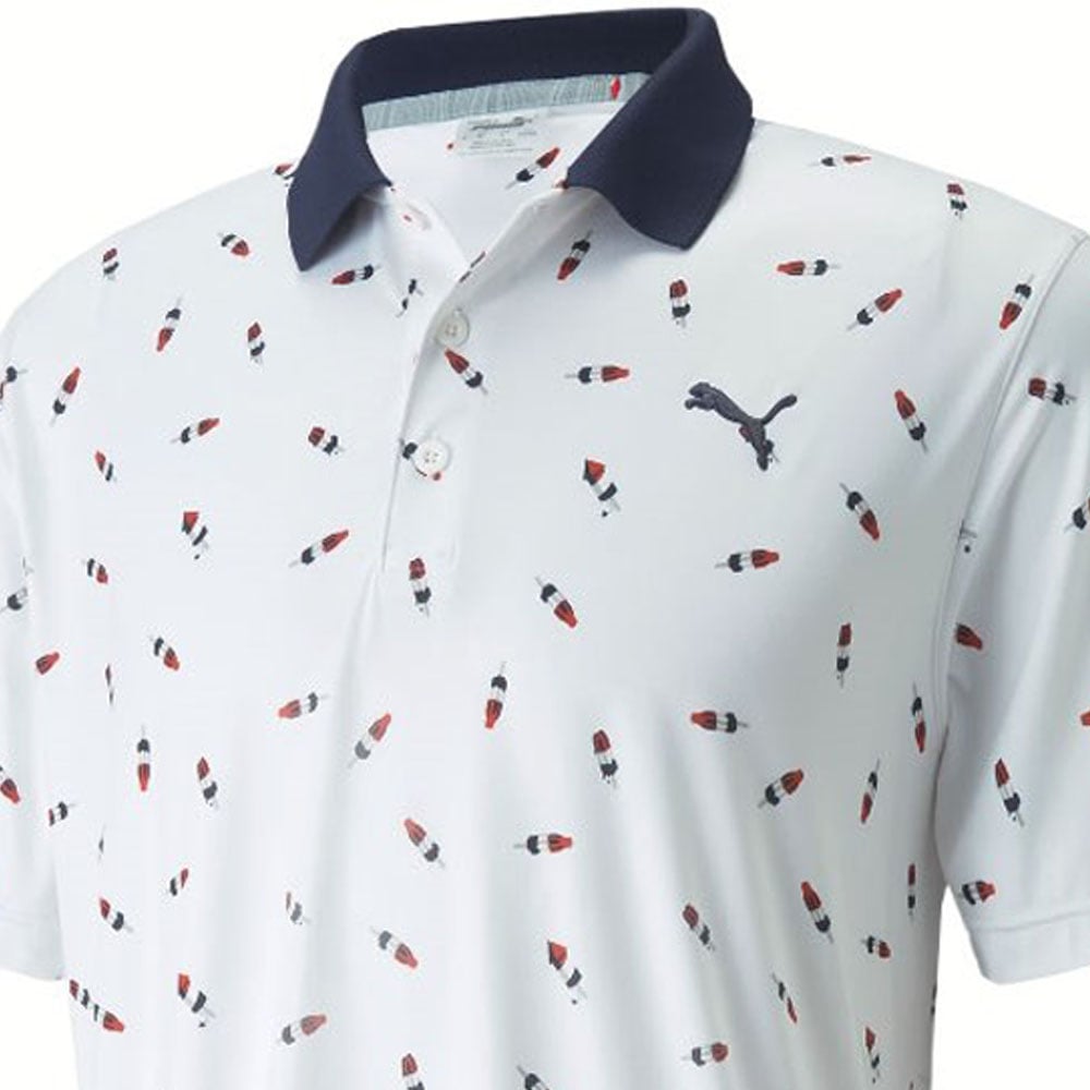 Puma Cloudspun Popsi-Cool Polo Shirt - Bright White/Ski Patrol