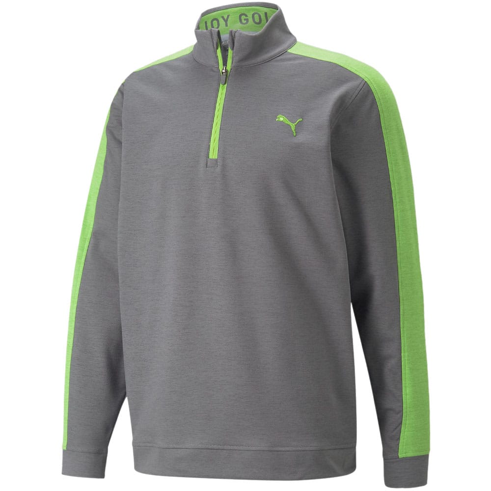 Puma Cloudspun T7 1/4 Zip Pullover - Quiet Shade Heather/Greenery Heat