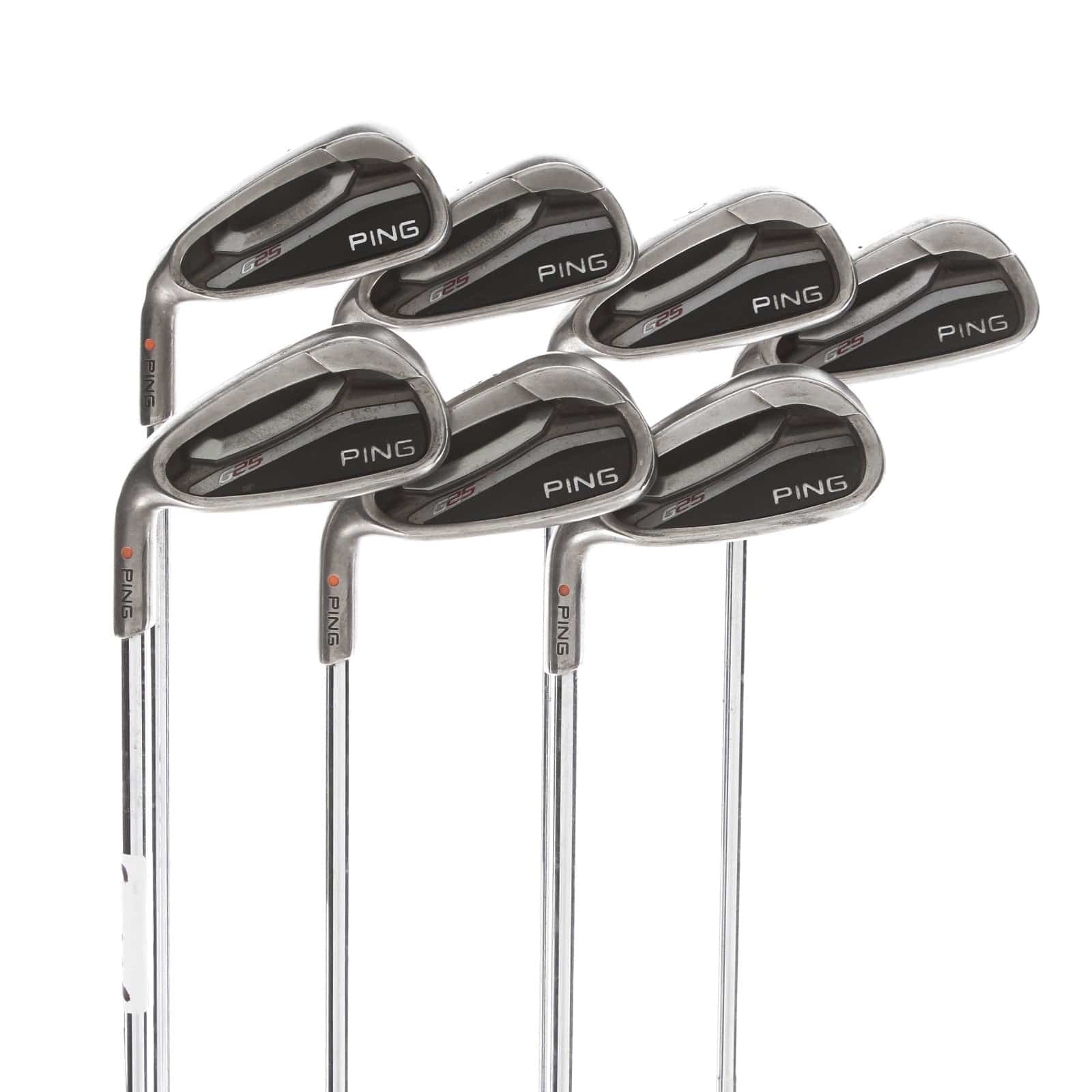 Ping G25 Steel Mens Left Hand Irons 4-PW Orange Dot 2* Flat Regular