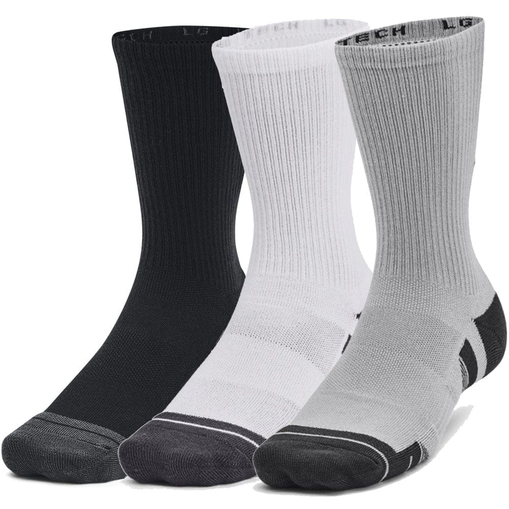 Under Armour Performance Tech Crew Socks (3 Pairs) - Mod Grey/White/Bl