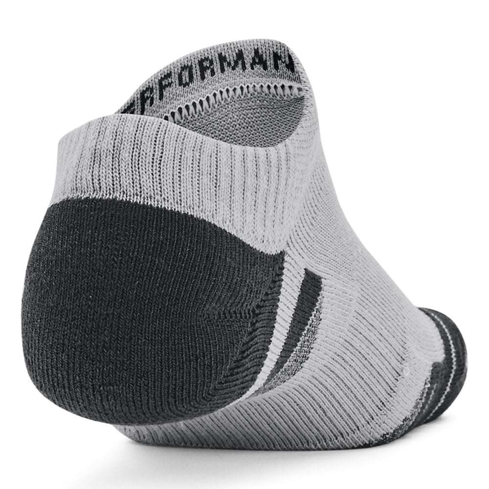 Under Armour Performance Tech No Show Socks 3 Pairs Mod Grey White Black